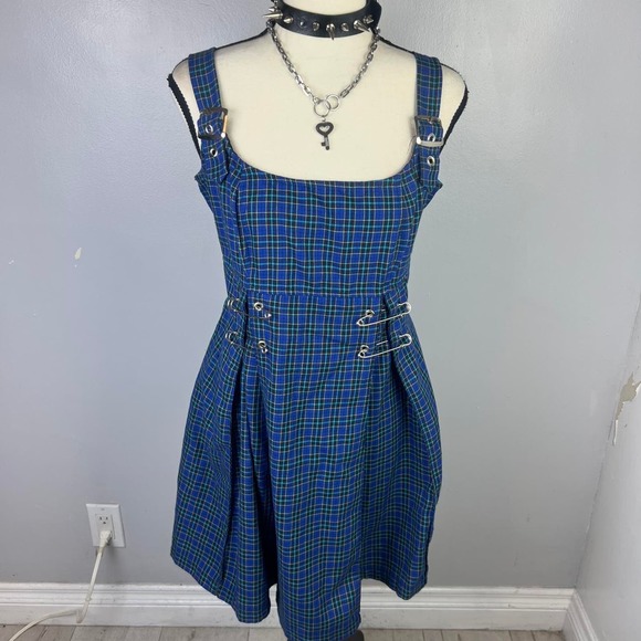 Hot Topic | Dresses | 9s Morbid Threads Plaid Safety Pin Dress | Poshmark